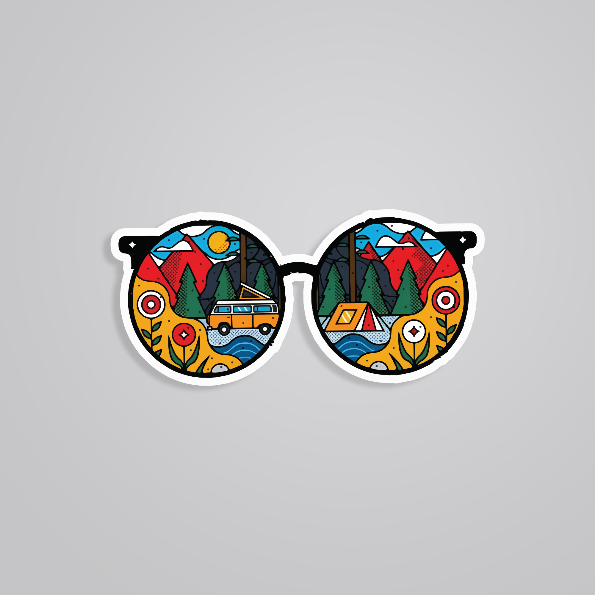 Groove into Adventure with Hippie Glasses Travels Stickers | Express ...