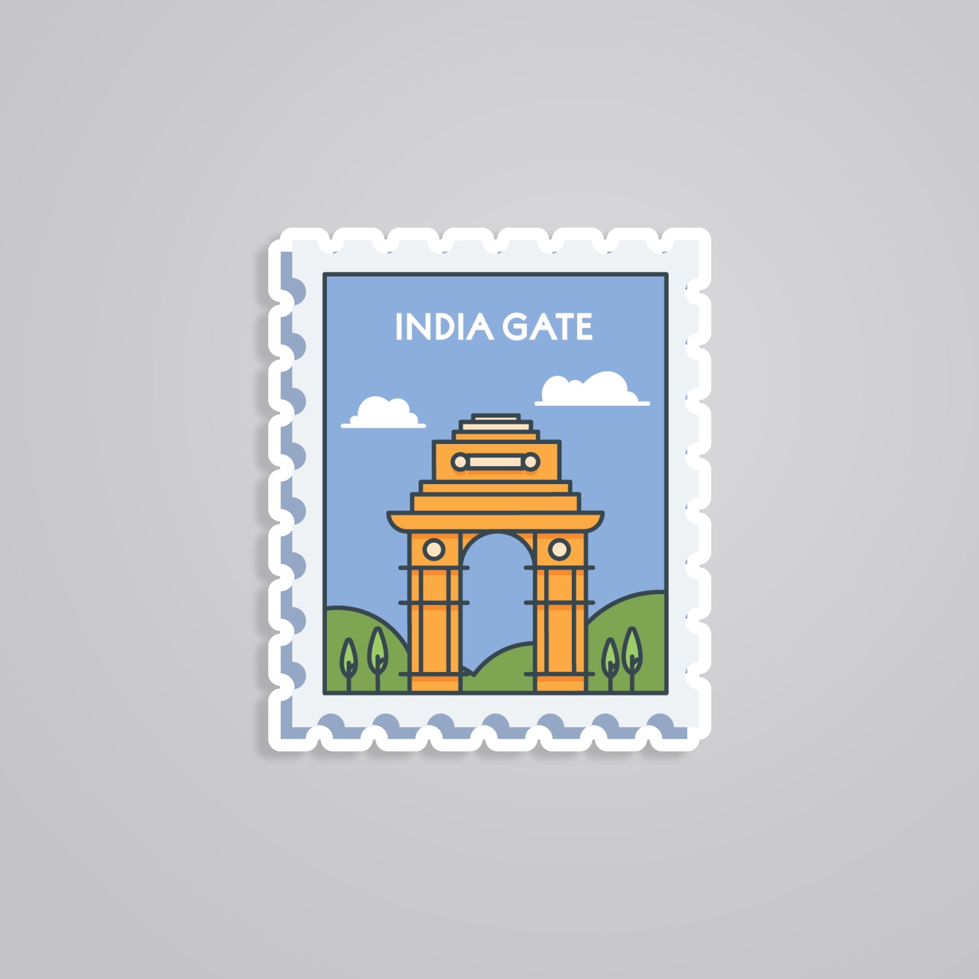 India Gate Post Stamp Sticker - Commemorate Iconic Heritage in Style