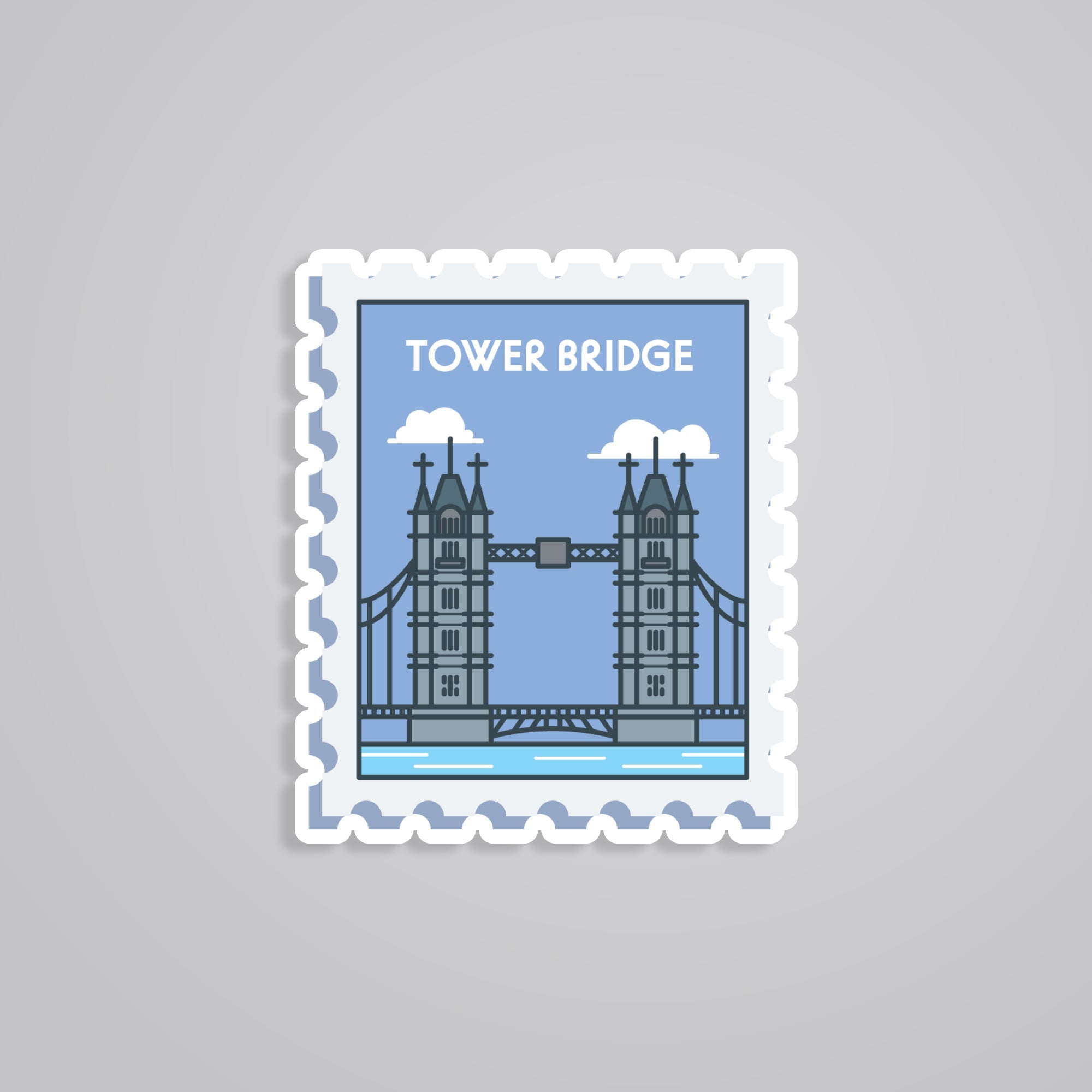Tower Bridge Post Stamp Sticker - Iconic London Landmark Adorned with ...