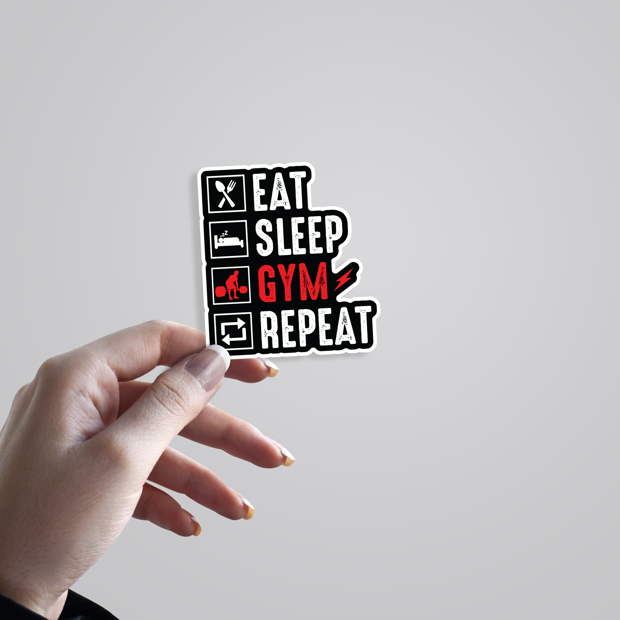Eat Sleep Gym Repeat Stickers | Elevate Your Fitness Routine with Humor