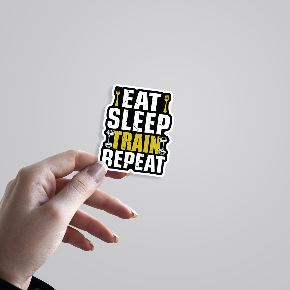 Eat Sleep Train Repeat Stickers | Elevate Your Fitness Style with Humor