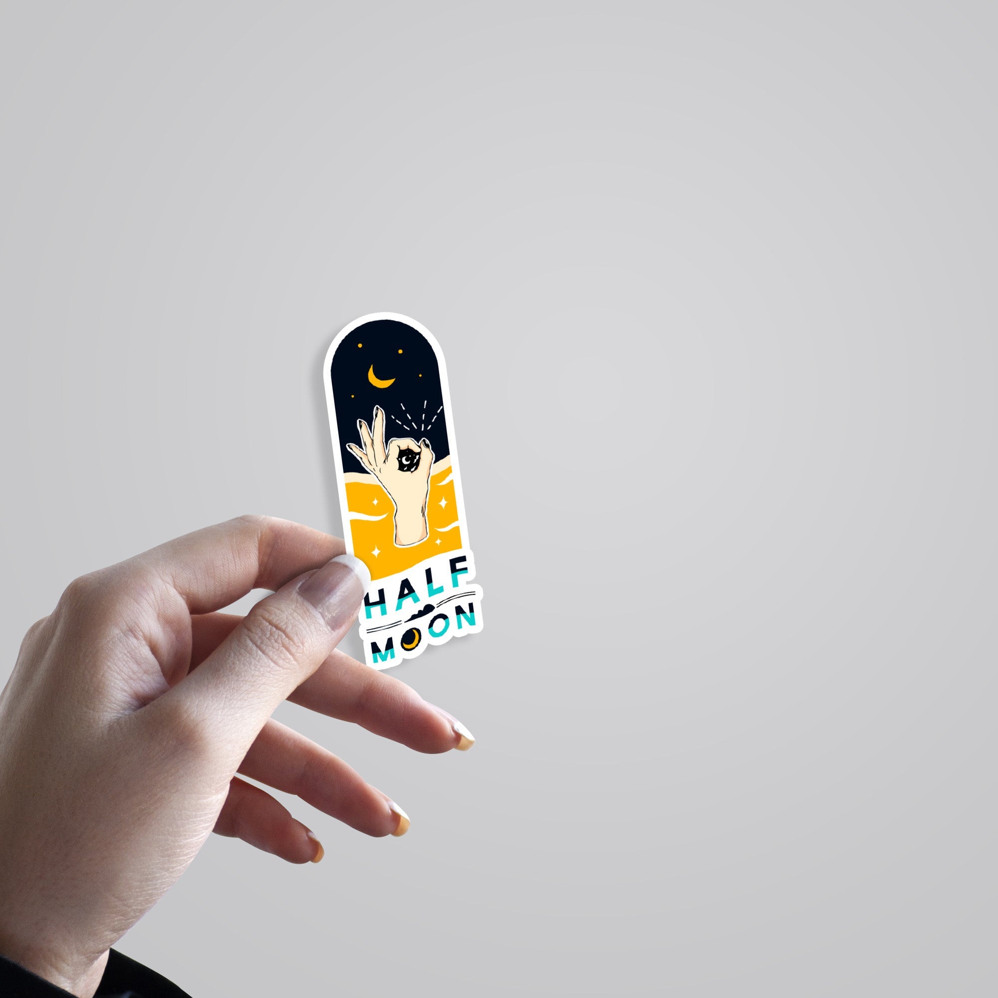Half Moon Stickers - Embrace Lunar Elegance with Captivating Crescent ...