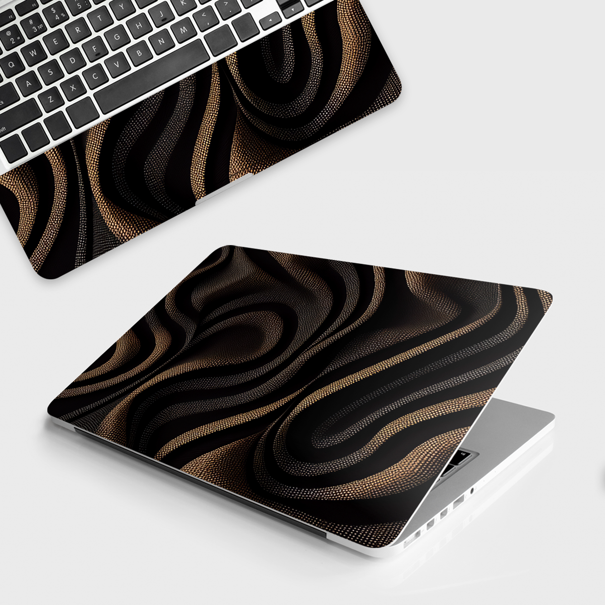 Brown Black Wave Pattern Laptop Skin - Embrace Sophistication with ...