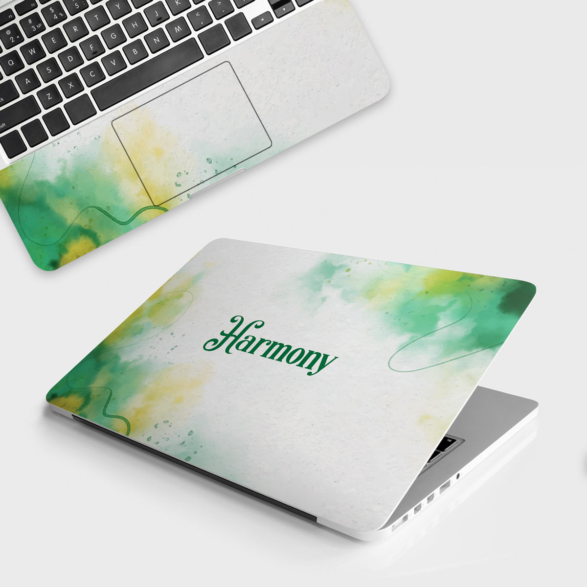 Green Harmony Laptop Skin - Embrace Serene Elegance with Captivating Design
