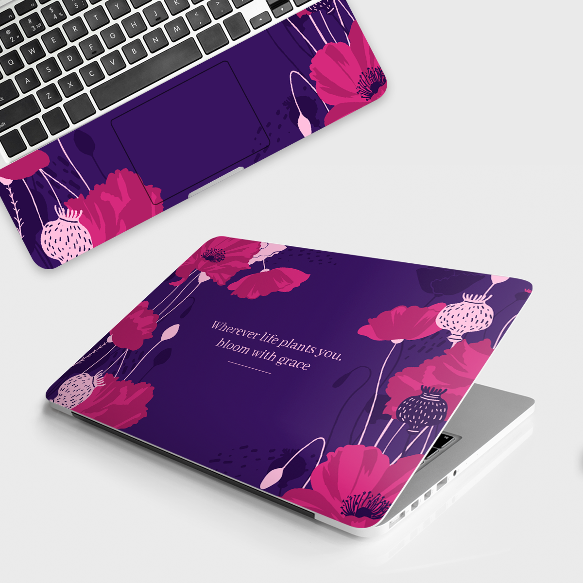 Bloom with Grace Laptop Skin - Embrace Elegance with Enchanting Floral ...