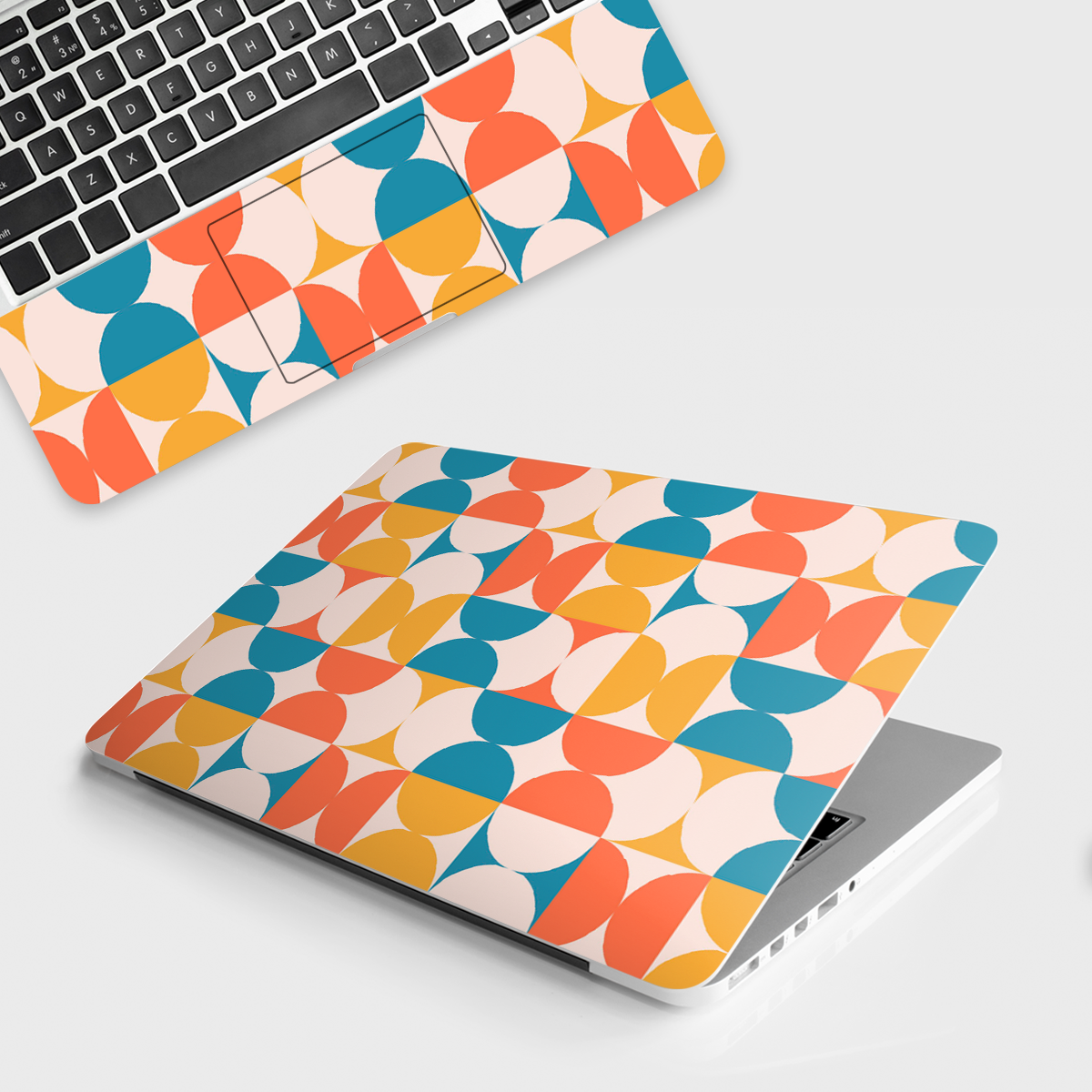 Geometric Orange Pattern Laptop Skin - Embrace Vibrant Symmetry with ...