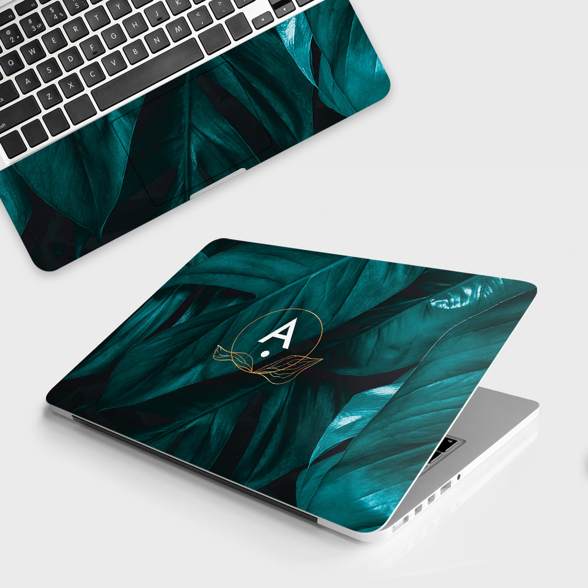 Dark Green with Customized Letter Laptop Skin - Embrace Personalized ...