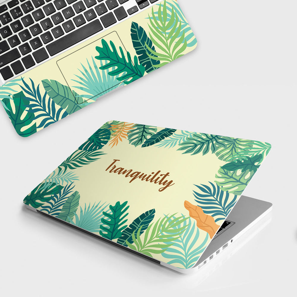 Tranquility Green Leaves Laptop Skin - Embrace Serenity with ...